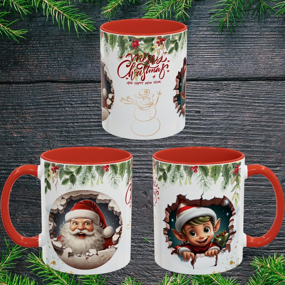 Christmas Santa Elf Mug Set Perfect for Hot Cocoa & Holiday Gifts Merry ...