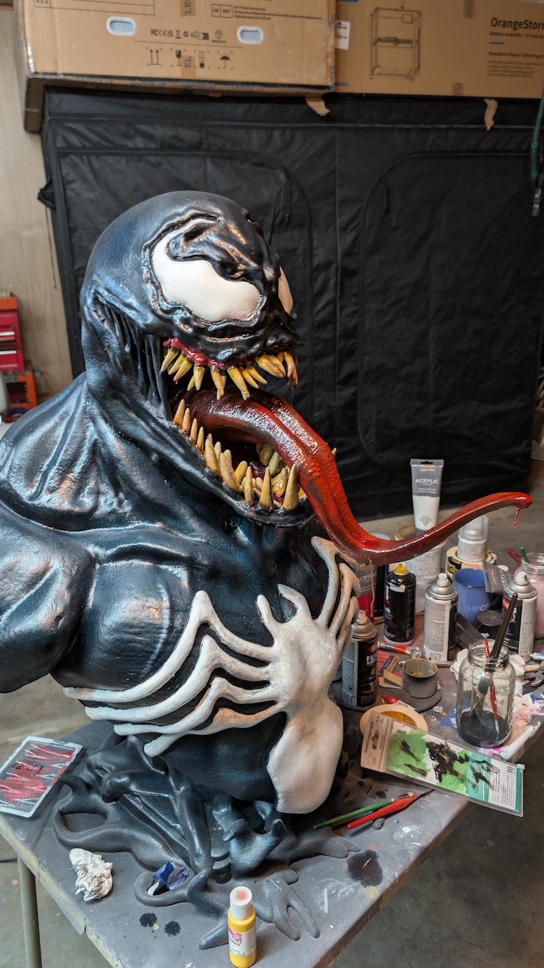Venom Bust Statue, Life-size Marvel Symbiote Sculpture, Comic ...