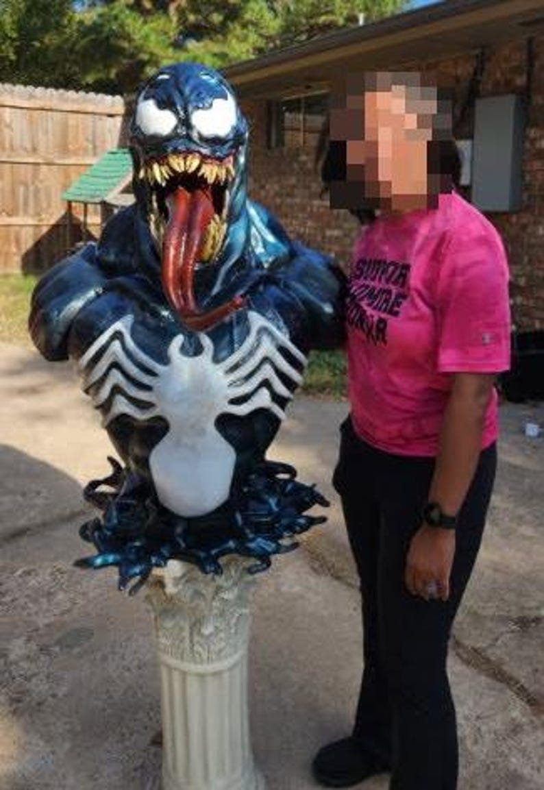 Venom Bust Statue, Life-size Marvel Symbiote Sculpture, Comic ...