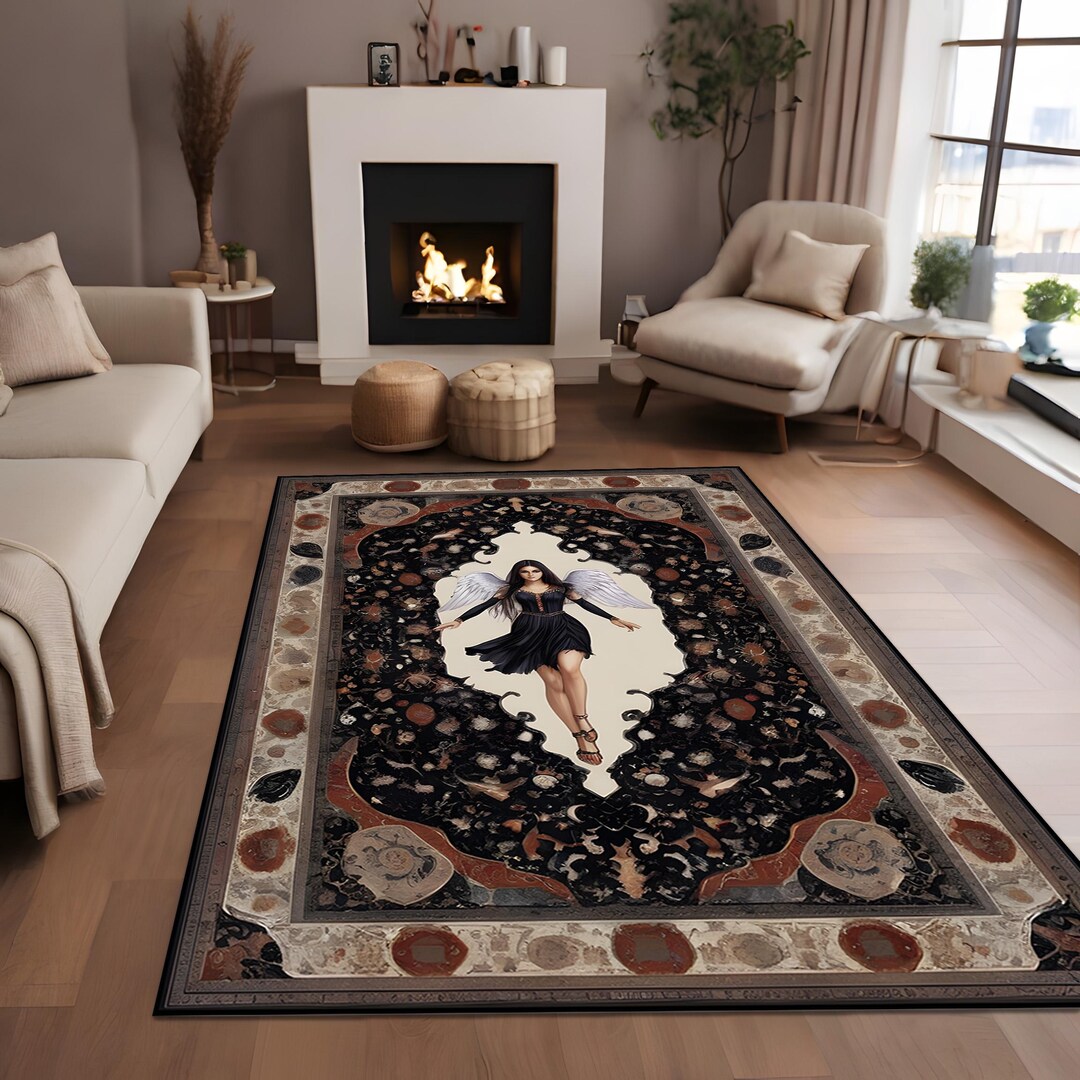 Colorful Angel Theme Rug, Mystic Persian Rug, Colorful Living Room Rug ...