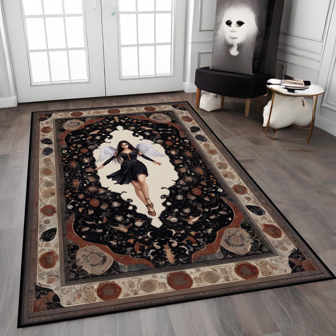 Colorful Angel Theme Rug, Mystic Persian Rug, Colorful Living Room Rug ...