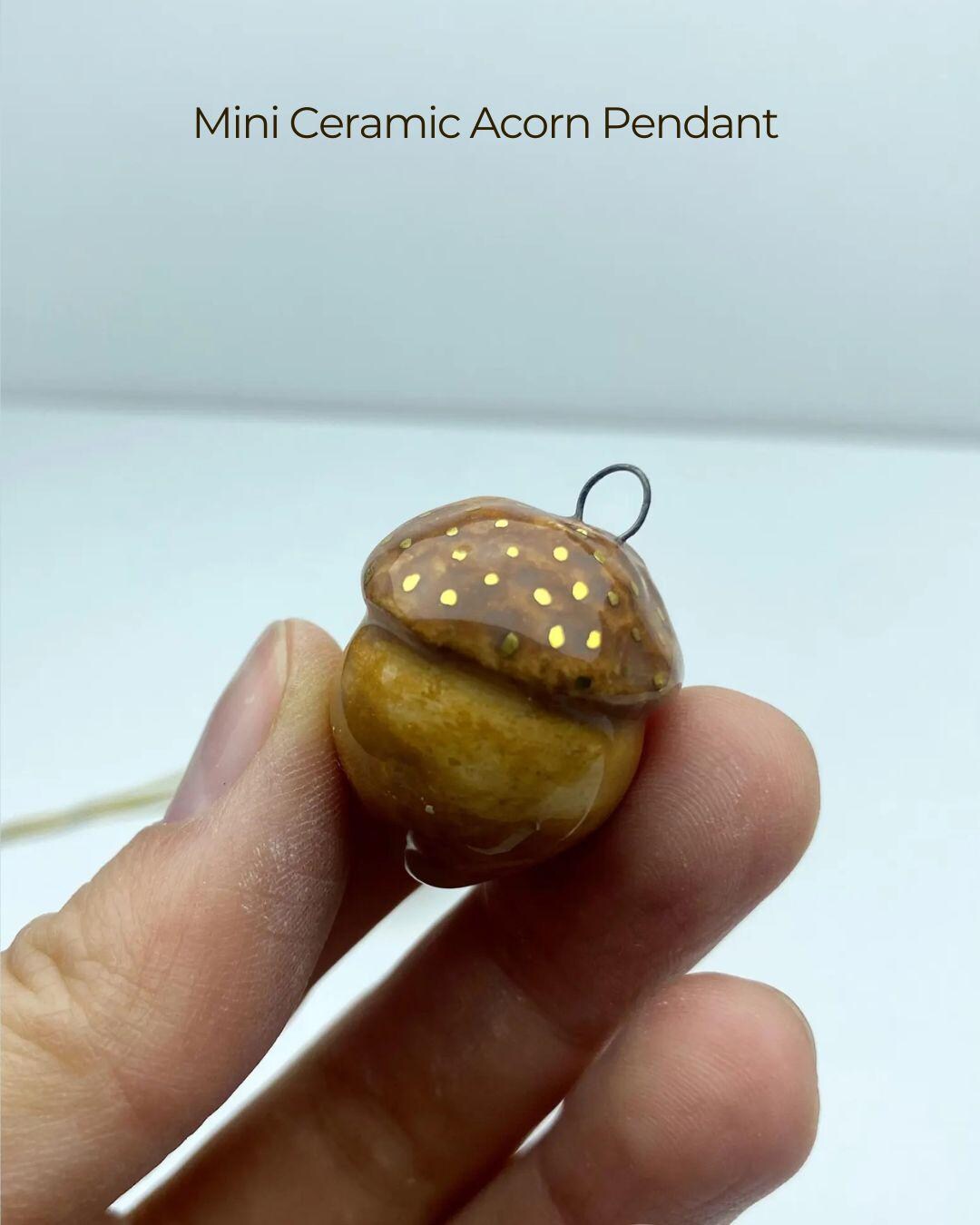 Mini Ceramic Acorn Pendant - Handmade Nature Charm - Etsy