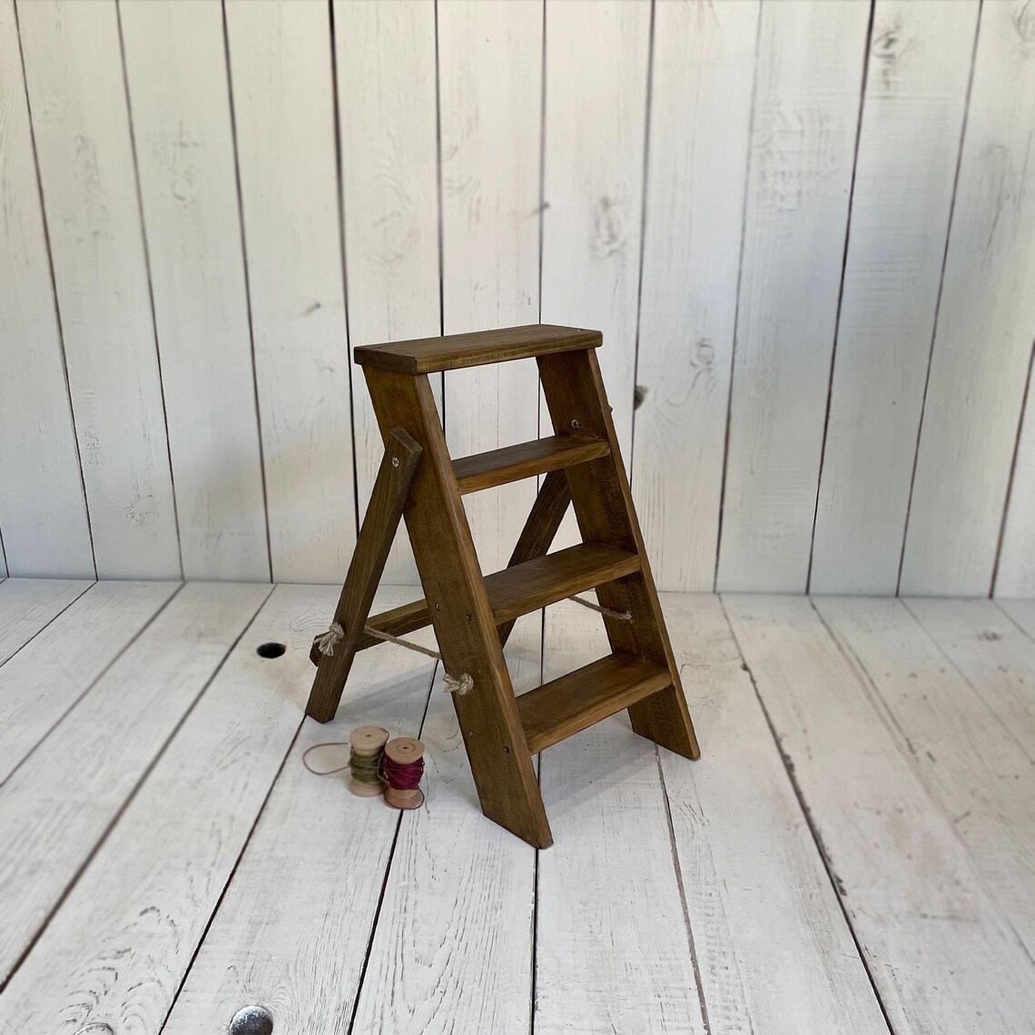 Rustic Wooden Ladder Prop: Walnut First Birthday Photography Accessory ...