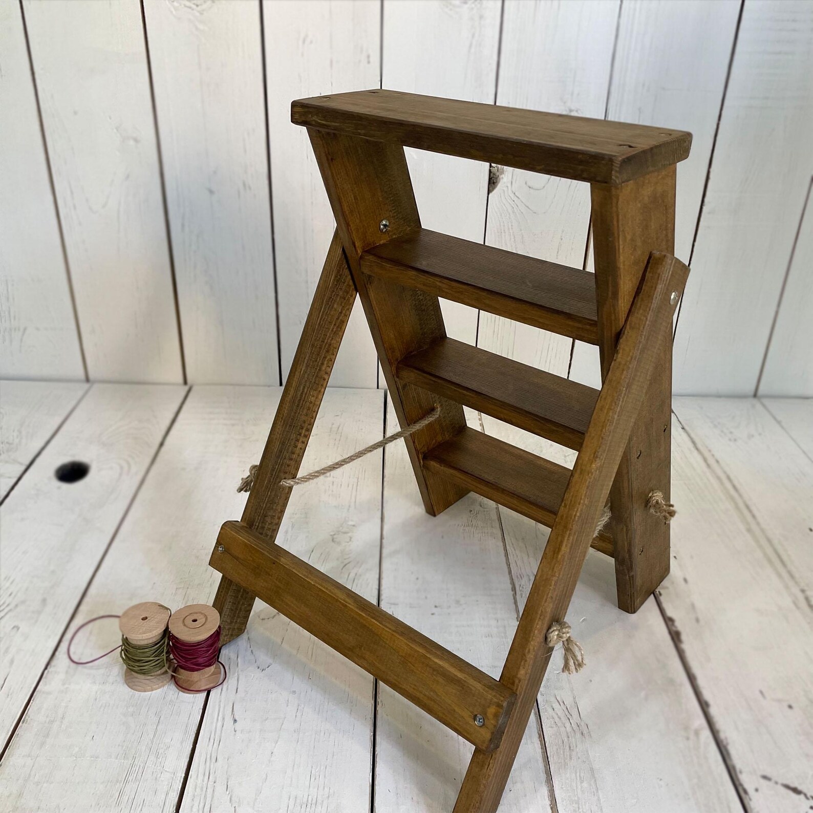 Rustic Wooden Ladder Prop: Walnut First Birthday Photography Accessory ...