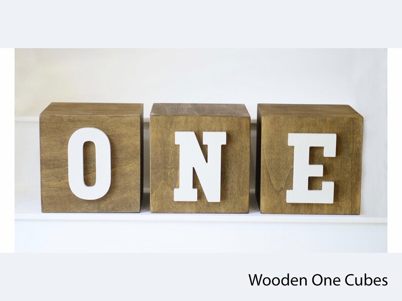 Large Size ONE TWO Cubes, Wooden Letters Photography Props, Birthday ...