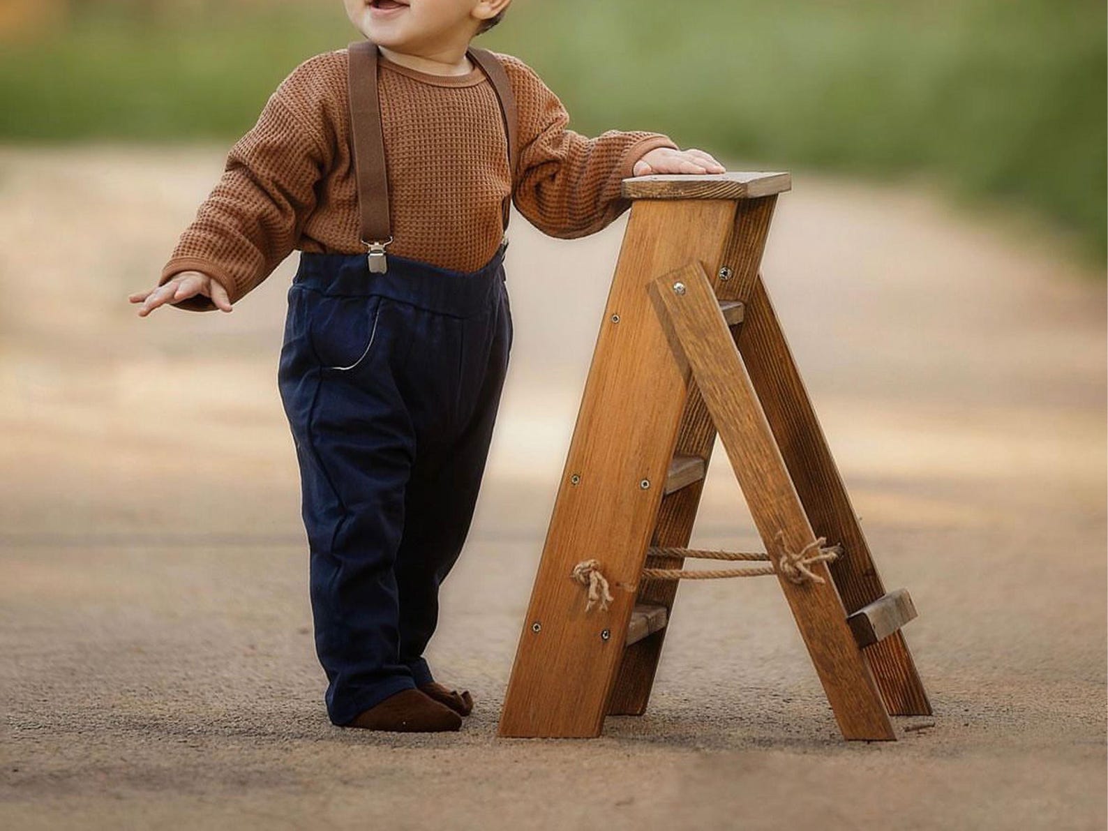 Rustic Wooden Ladder Prop for Baby & Toddler Photography – Walnut First ...
