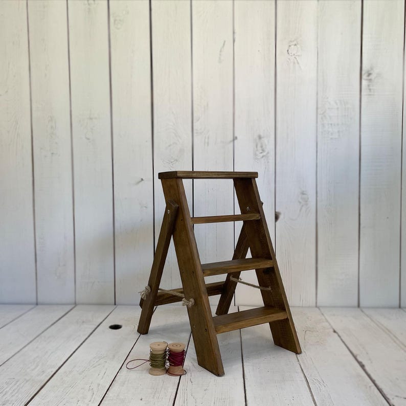 Rustic Wooden Ladder Prop for Baby & Toddler Photography – Walnut First ...