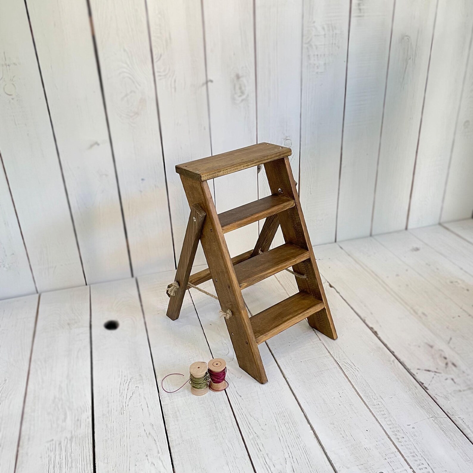 Rustic Wooden Ladder Prop: Walnut First Birthday Photography Accessory ...