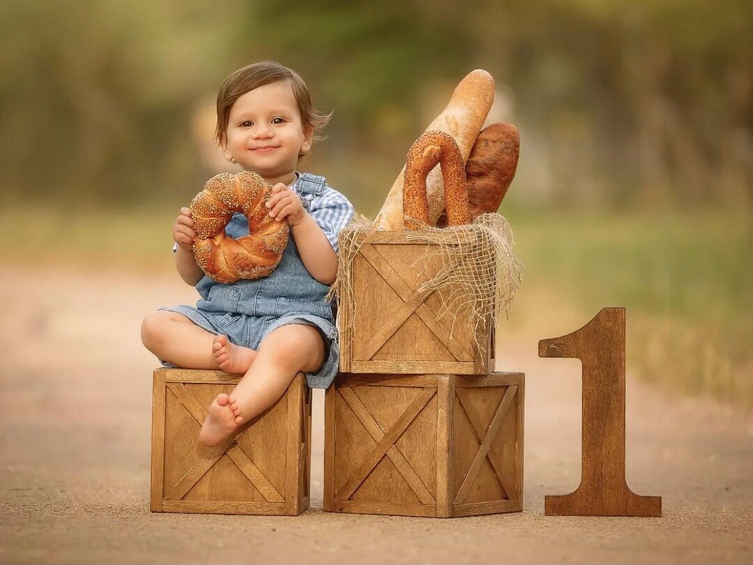 Wooden Cube for Baby & Toddler Photography – Birthday Photo Prop ...