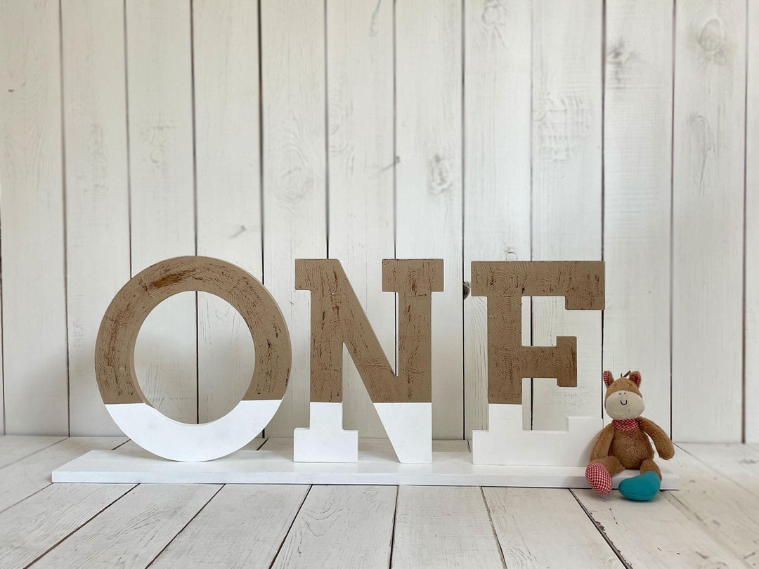 Big First Birthday ‘ONE’ Sign, Baby Photography Props, Brown Number ...