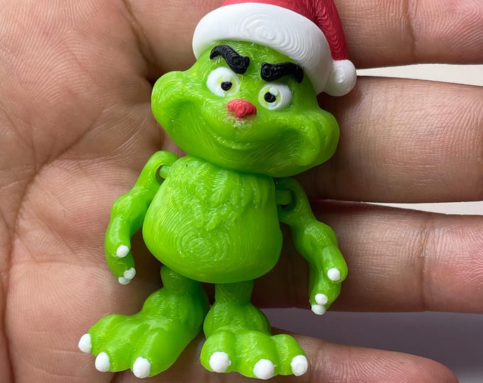 Mini Grinch, Articulated, Flexible Fidget Sensory Toy, 3D Printed, Mini ...