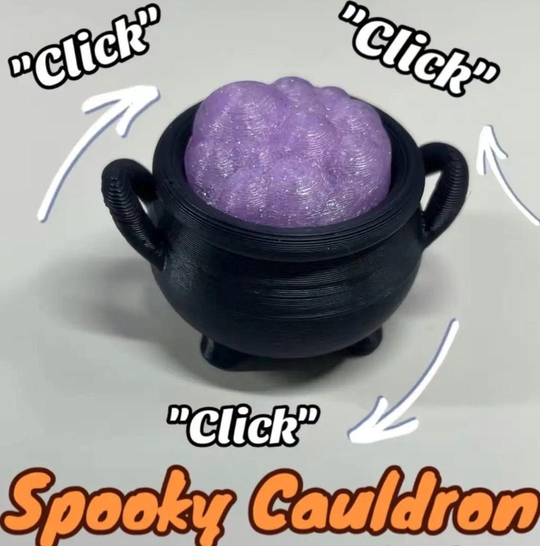 3D Printed Cauldron Fidget Clicker: Sensory Desk Toy Spooky Season ...