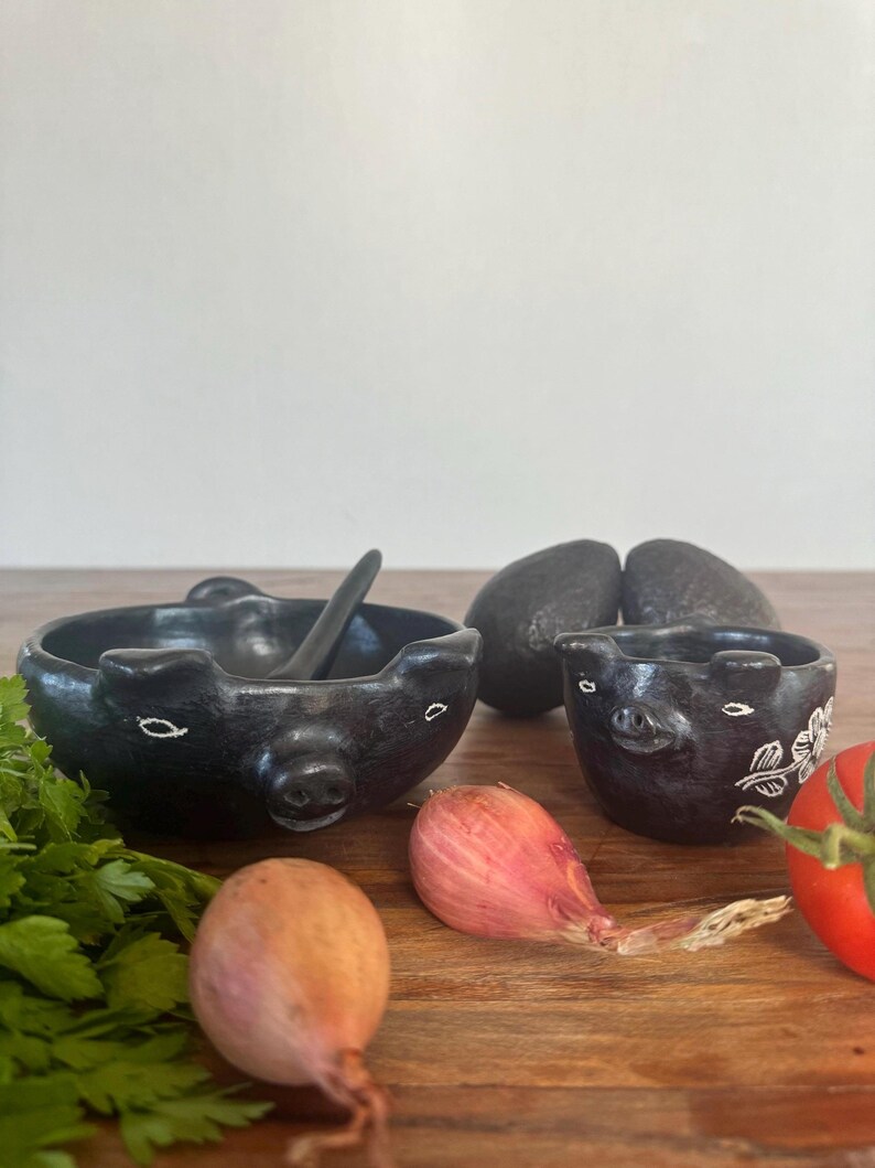 Small Clay Pig Sauce Cups, Black Clay Pig Bowl From Quinchamalí - Etsy