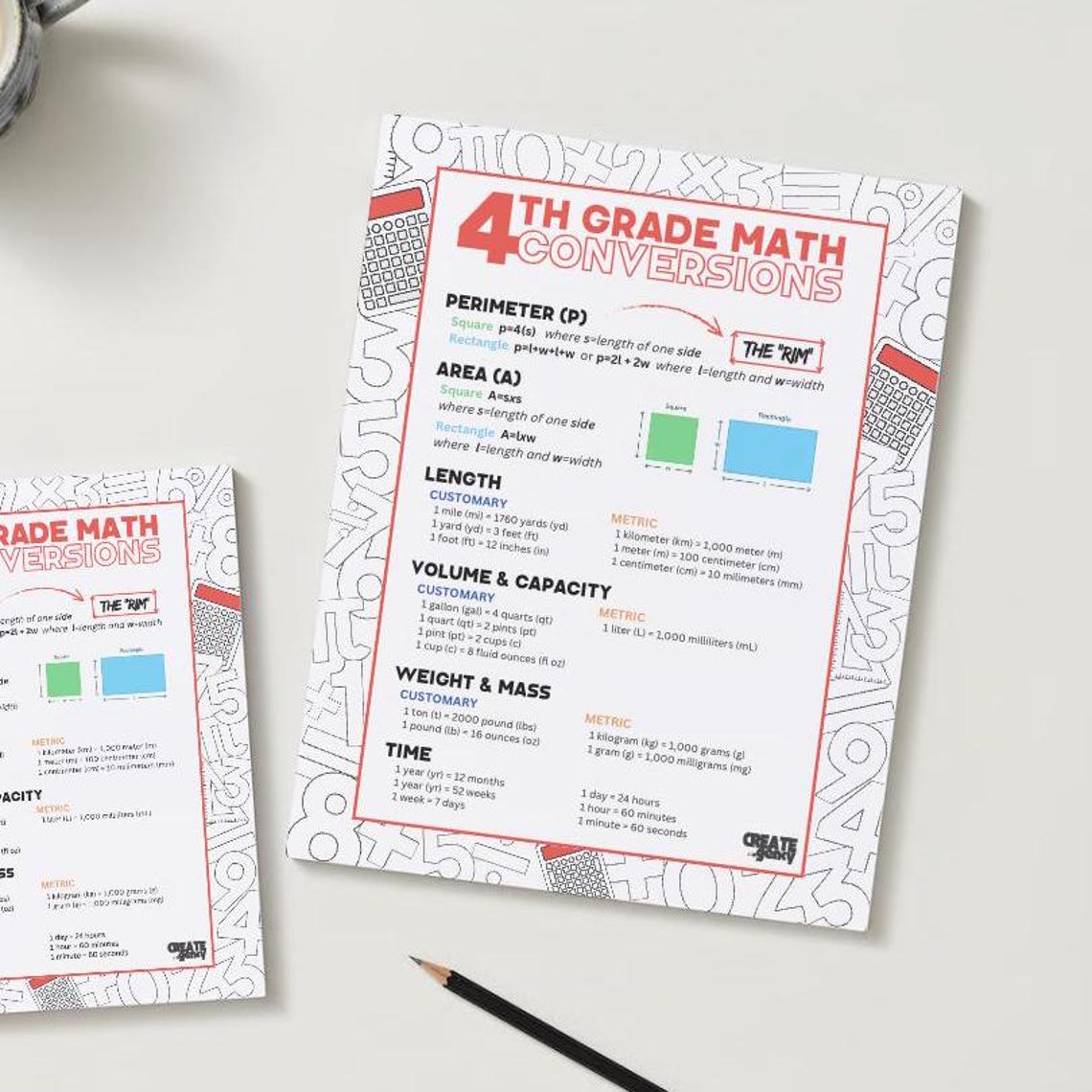 4th Grade Math Conversions Chart | STAAR Test Prep (printable) - Etsy