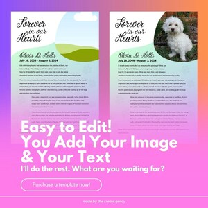 Pet Obituary | Pet Loss Sympathy | Dog Memorial Editable | Instant ...