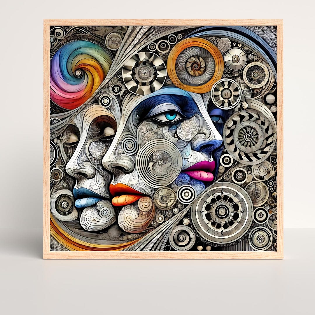 Inner Reflections Printable Wall Art - Surreal Colorful Abstract Faces ...