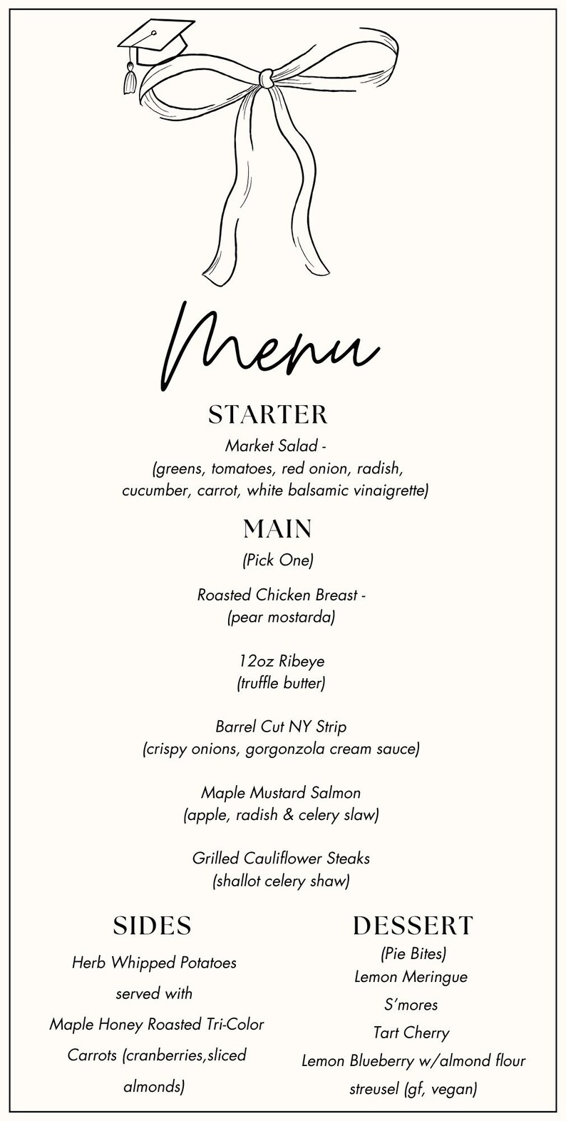 Graduation Party Menu Template - Etsy