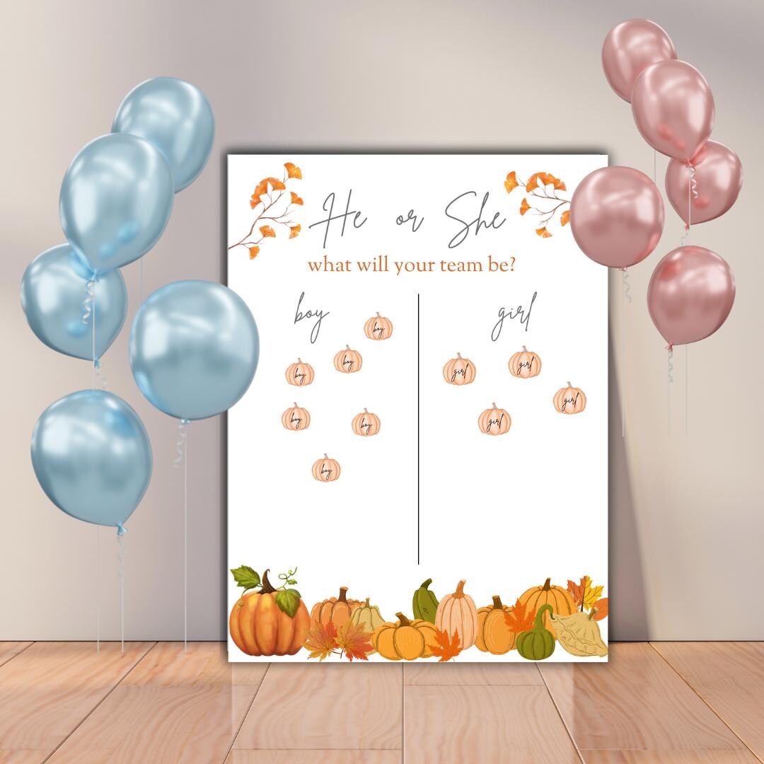Boy or Girl Gender Reveal Stand Fall Edition Guess the Gender Poster ...