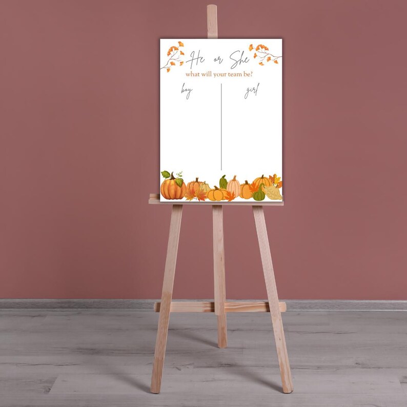 Boy or Girl Gender Reveal Stand Fall Edition Guess the Gender Poster ...