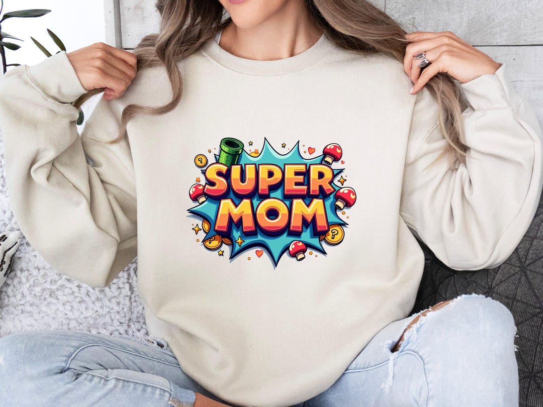 Super Mario Mom Shirt and Sweatshirt Retro Gamer Mom Tee Mario Bros ...