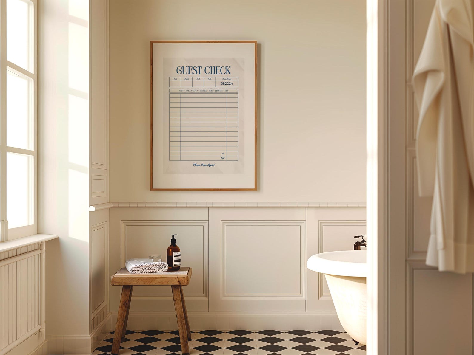 Guest Check Print | Bar Cart Art | Guest Check Wall Art | Coastal Decor ...