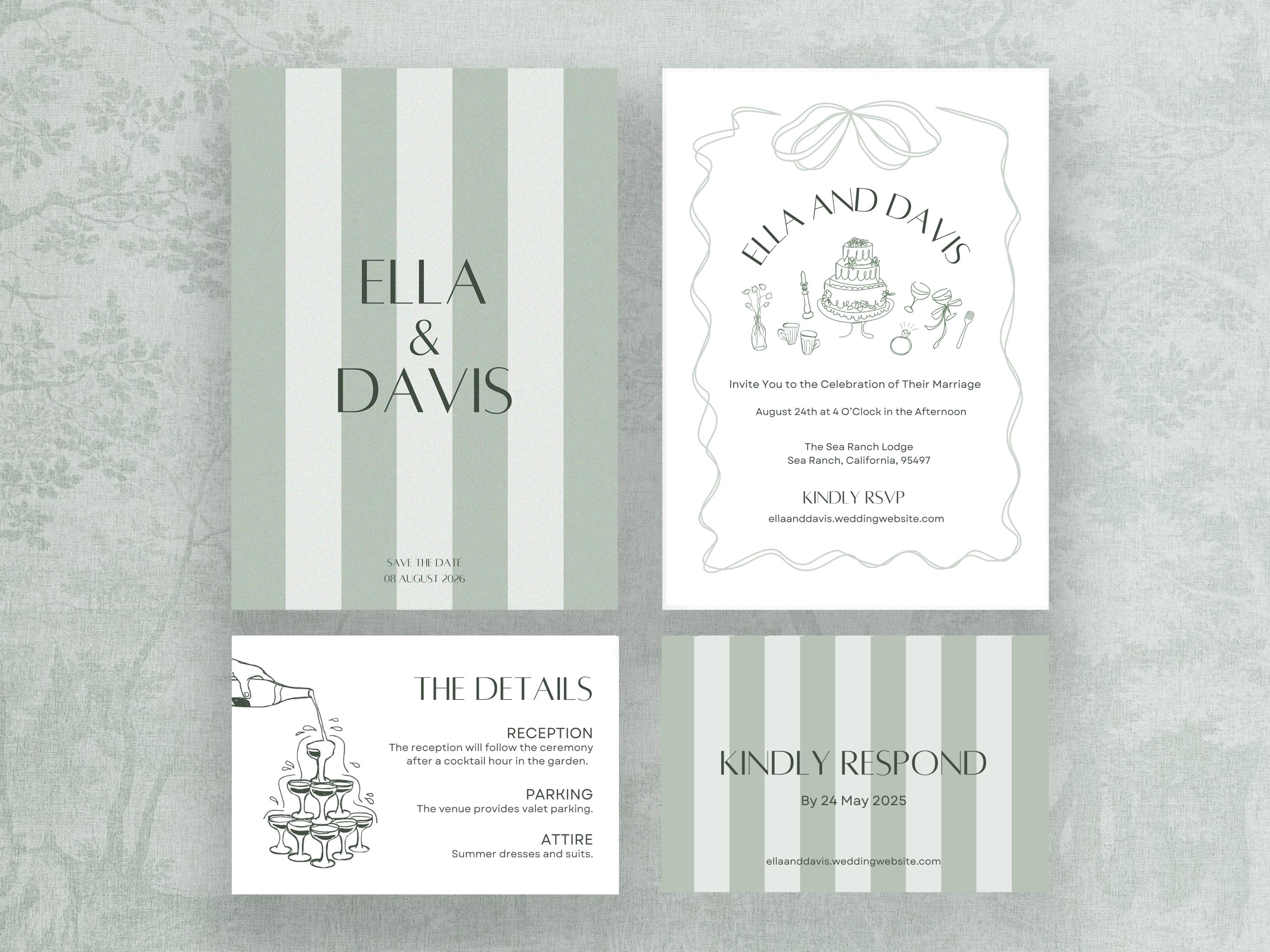 Hand-drawn Wedding Invite Template Unique Wedding Invite Illustrated ...