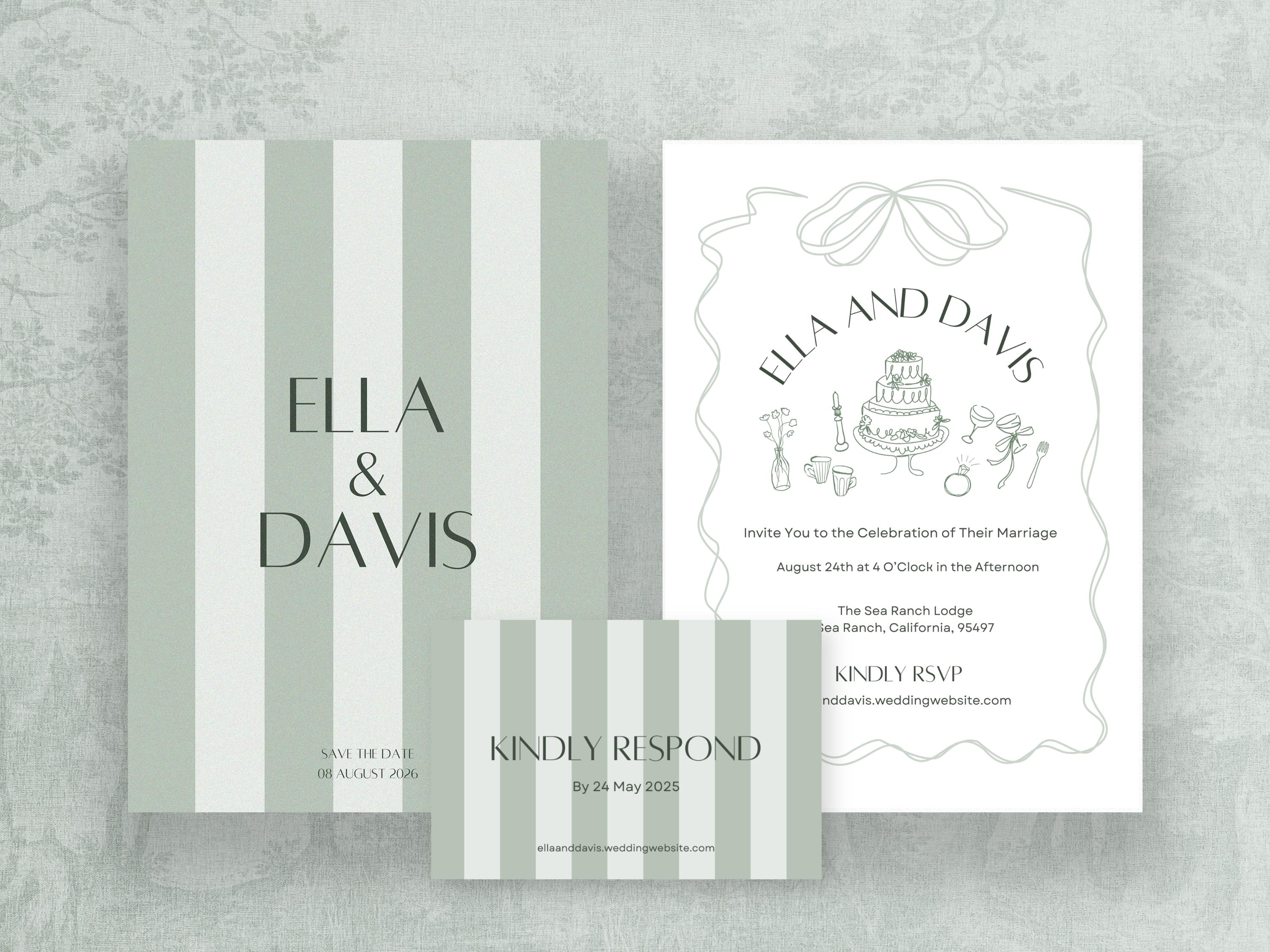 Hand-drawn Wedding Invite Template Unique Wedding Invite Illustrated ...