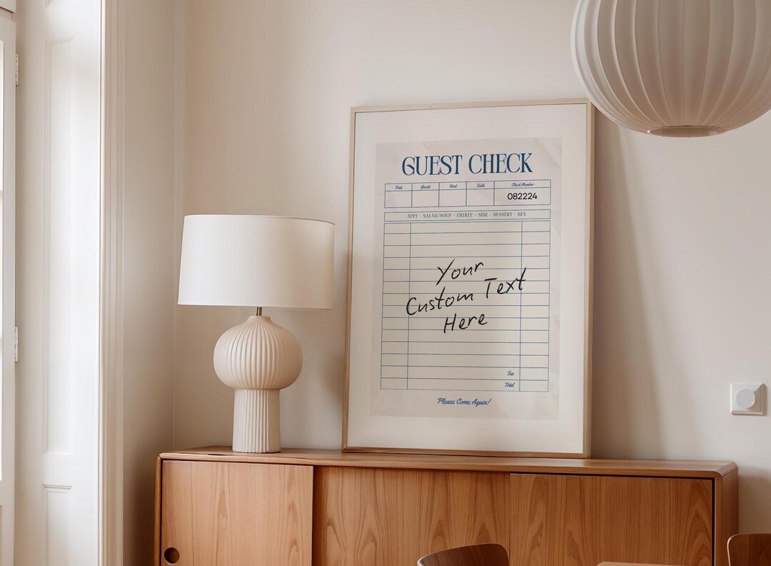 Custom Guest Check Print | Bar Cart Art | Guest Check Wall Art | Custom ...