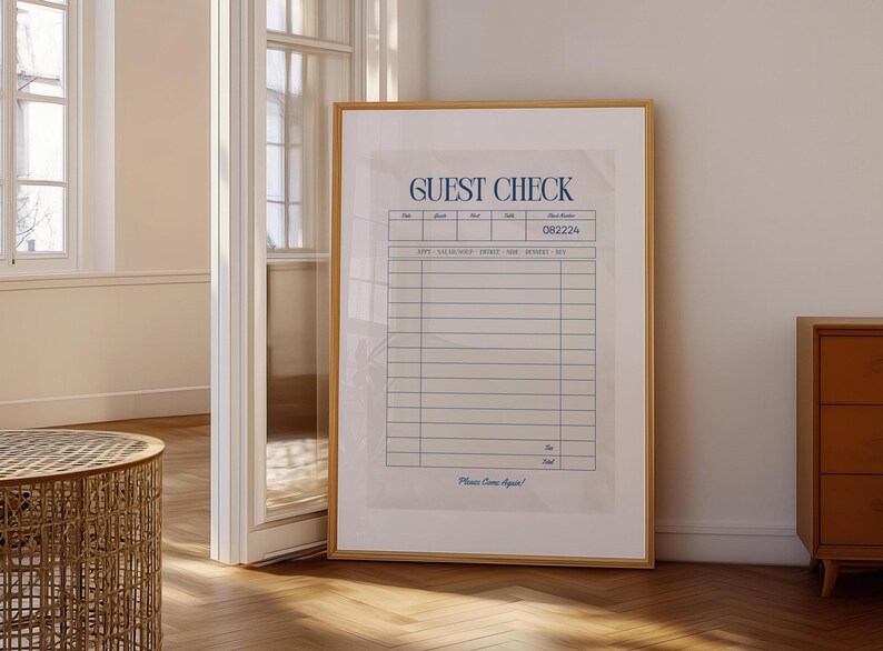 Guest Check Print | Bar Cart Art | Guest Check Wall Art | Coastal Decor ...