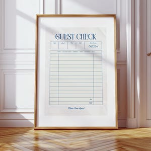 Guest Check Print | Bar Cart Art | Guest Check Wall Art | Coastal Decor ...