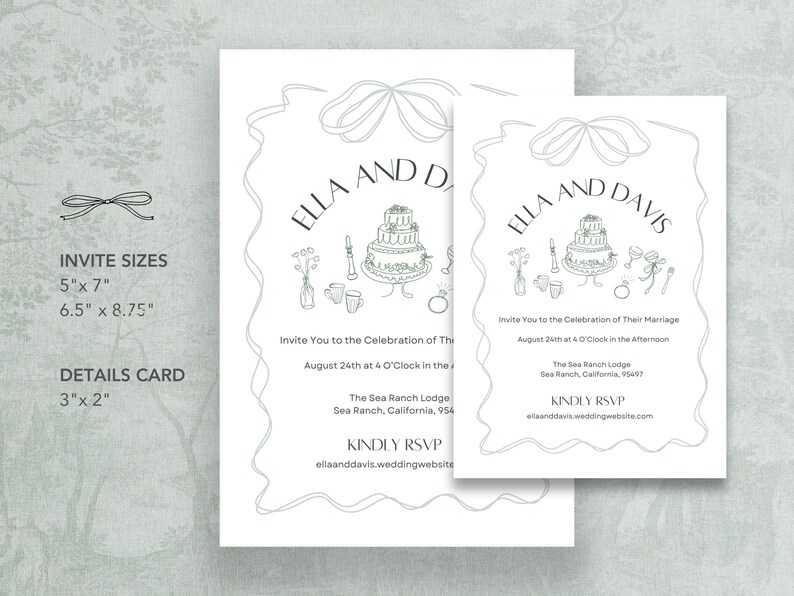 Hand-drawn Wedding Invite Template Unique Wedding Invite Illustrated ...