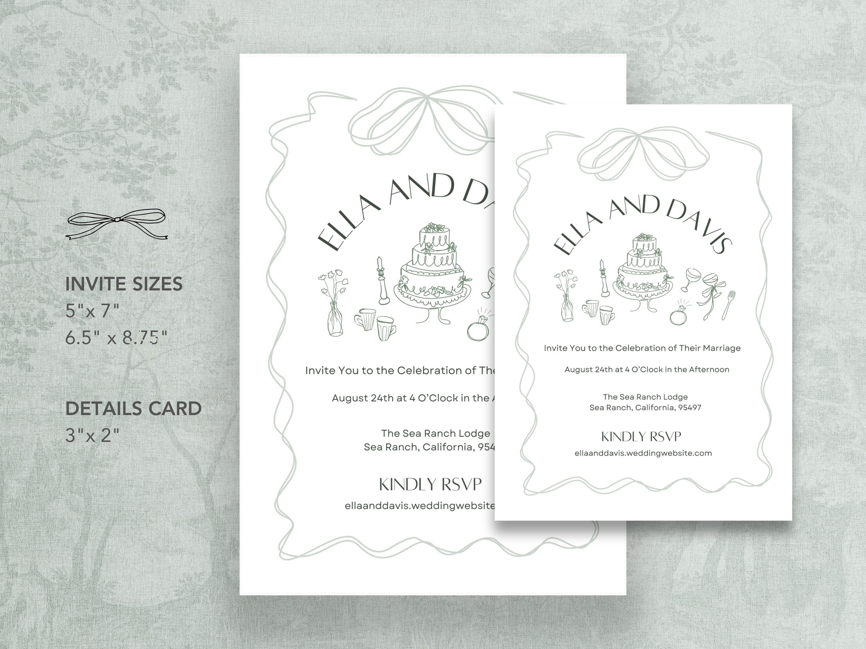 Hand-drawn Wedding Invite Template Unique Wedding Invite Illustrated ...