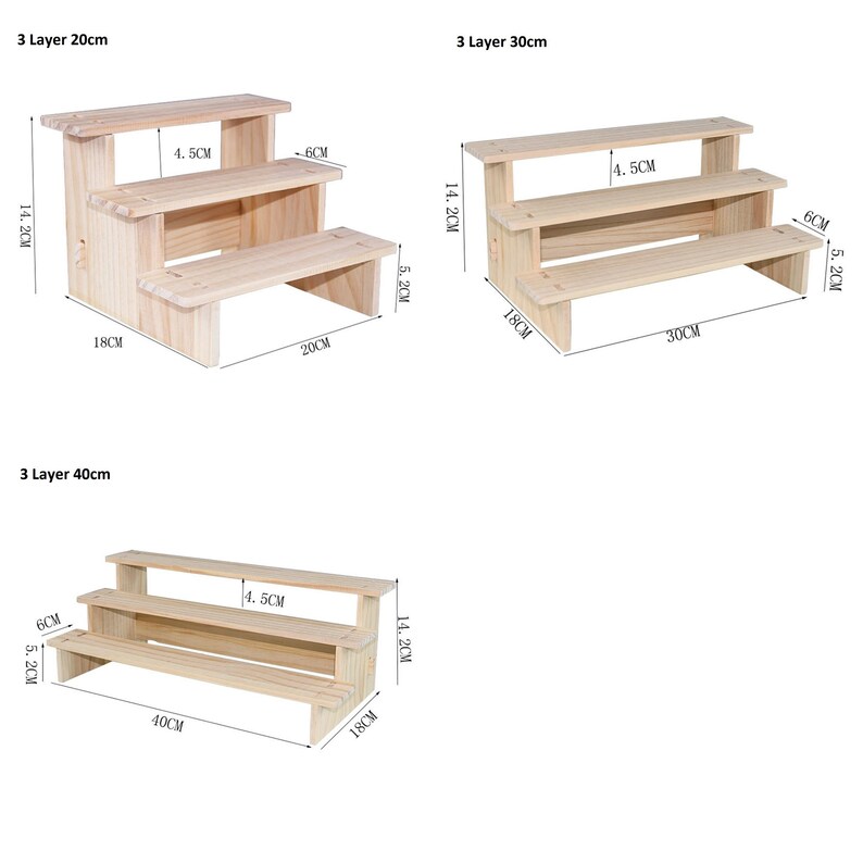 Wooden Riser Display Shelf Organizer Rectangle Wood Display Riser Stand ...