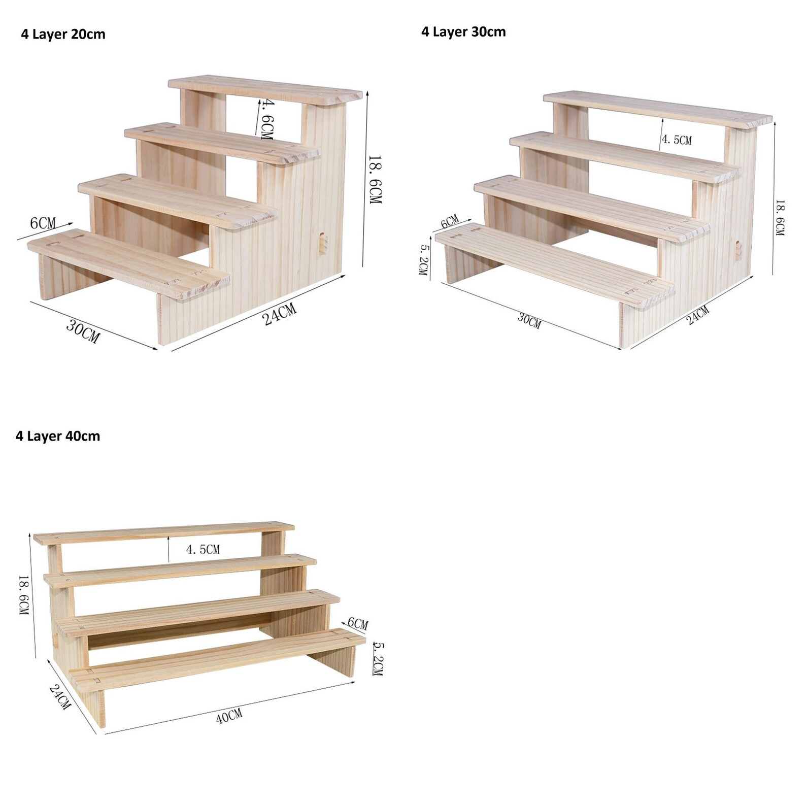 Wooden Riser Display Shelf Organizer Rectangle Wood Display Riser Stand ...