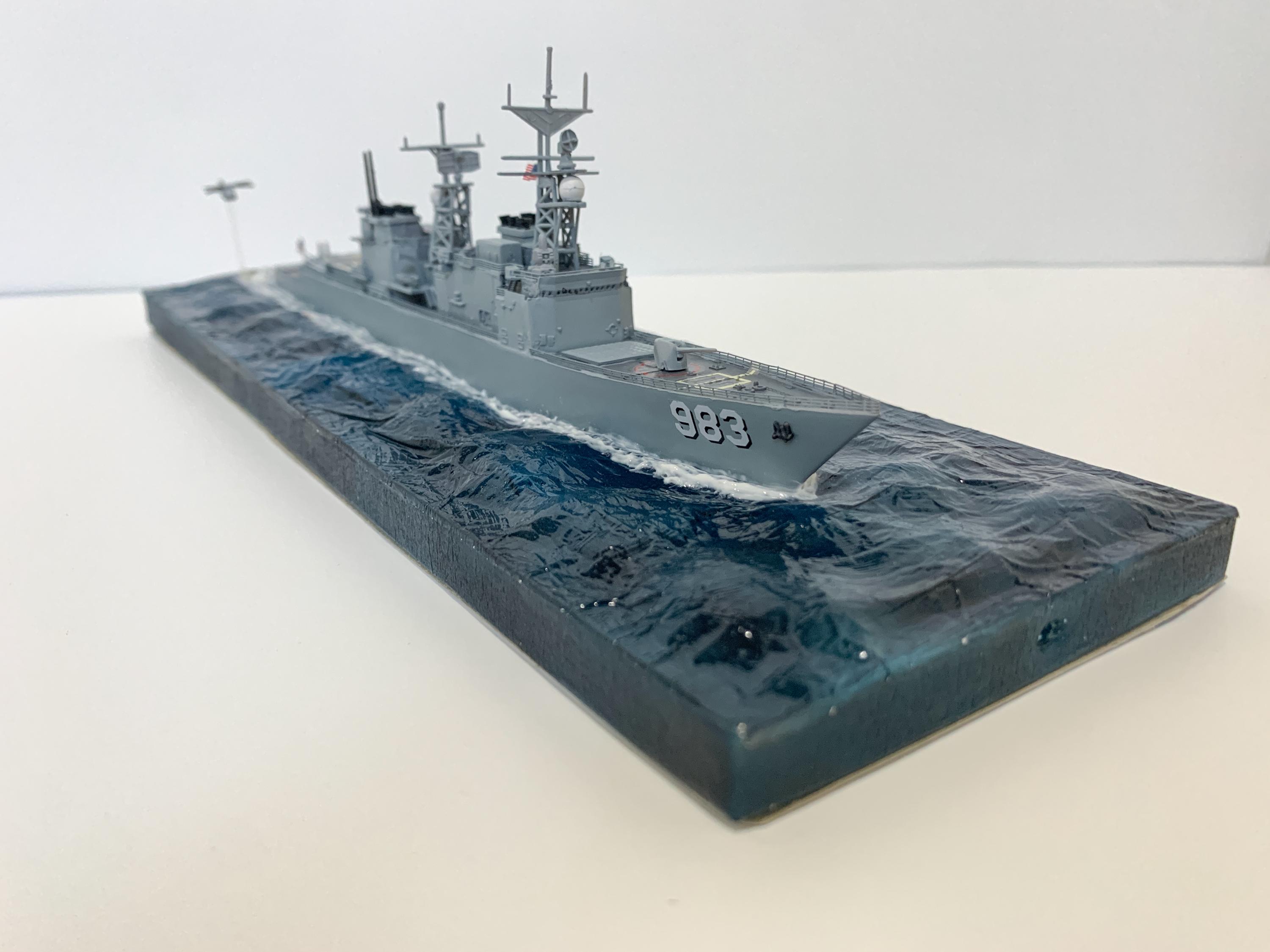 Handmade 1/700 Spruance-class Destroyer Model With Helicopter and Ocean ...