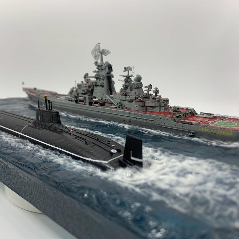 Kirov-class Cruiser & Typhoon-class Submarine Diorama, Missile Launch ...