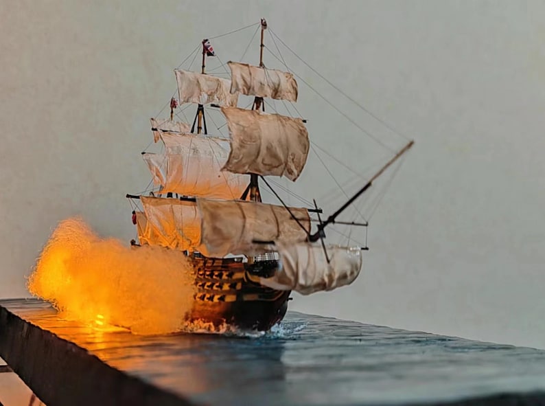 1:700 HMS Victory Diorama With Water Feature Base,firing Smoke Lighting ...
