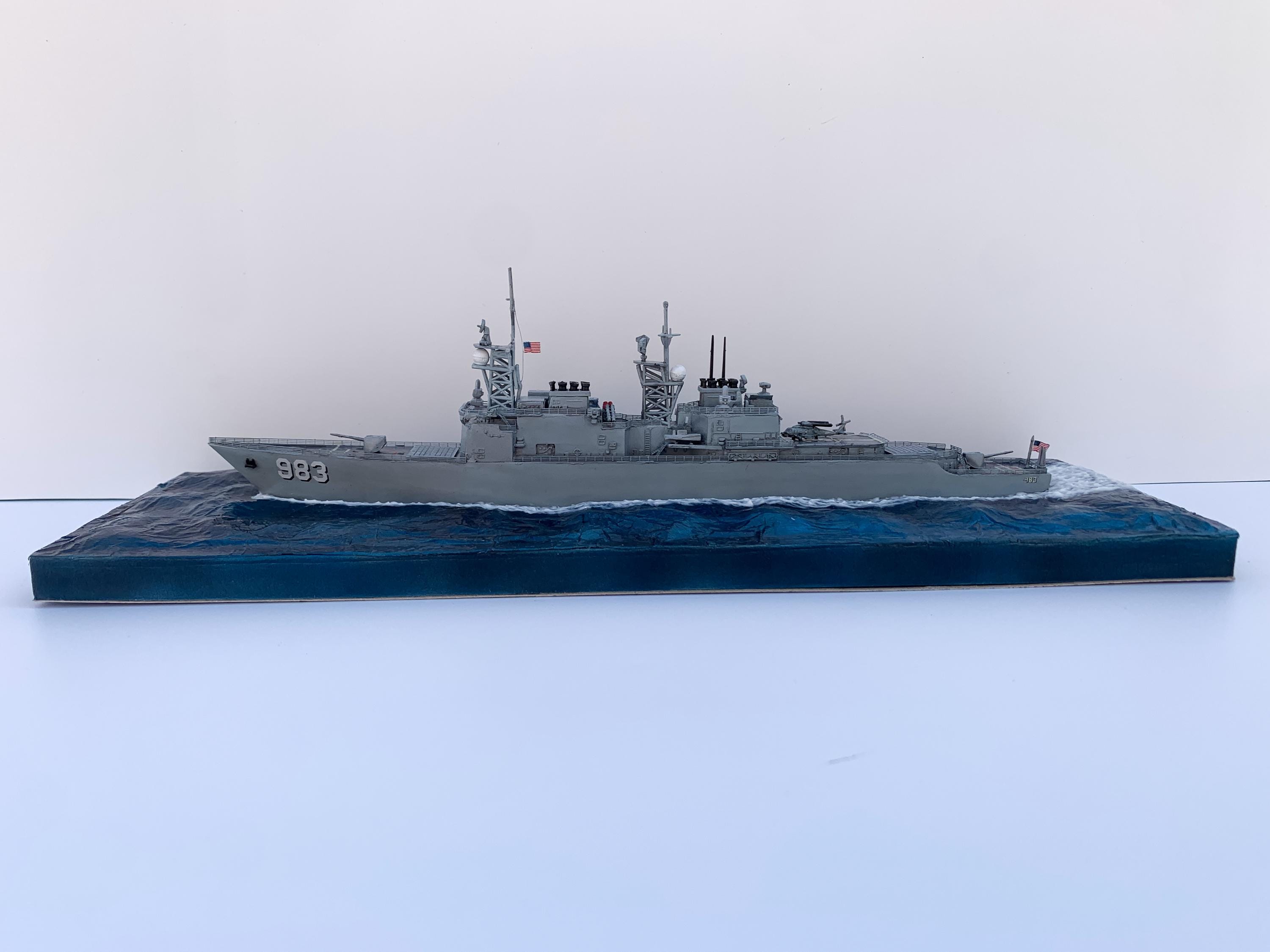 Handmade 1/700 Spruance-class Destroyer Model With Helicopter and Ocean ...
