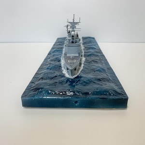 Handmade 1/700 Spruance-class Destroyer Model With Helicopter and Ocean ...