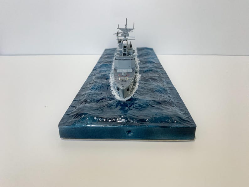 Handmade 1/700 Spruance-class Destroyer Model With Helicopter and Ocean ...