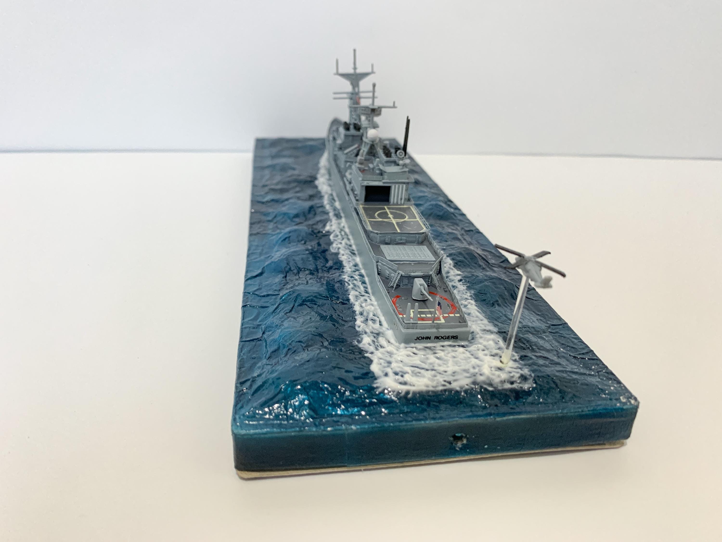 Handmade 1/700 Spruance-class Destroyer Model With Helicopter and Ocean ...
