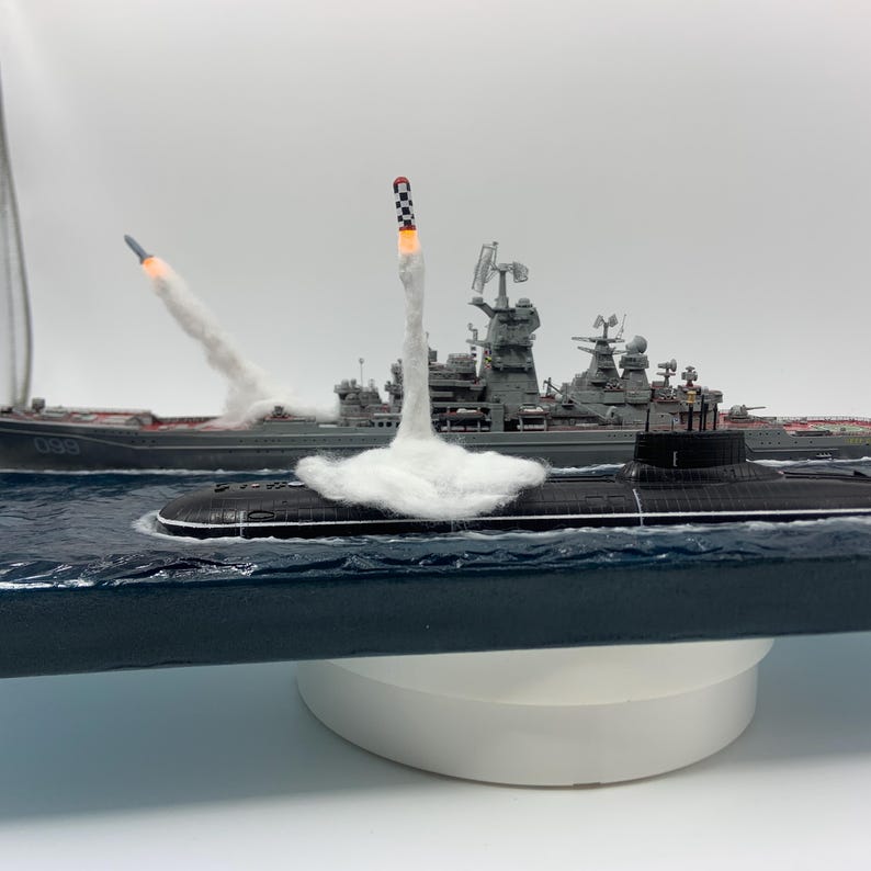 Kirov-class Cruiser & Typhoon-class Submarine Diorama, Missile Launch ...
