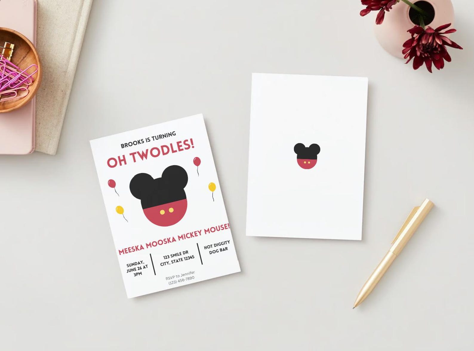 Mickey Mouse Clubhouse Customizable Canva Birthday Invitation - Etsy