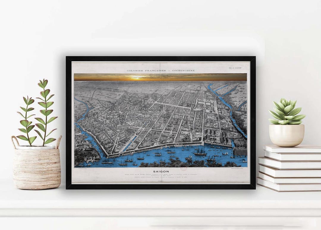 1881 Saigon Map | Aerial View Pencil Drawing of Ho Chi Minh City ...