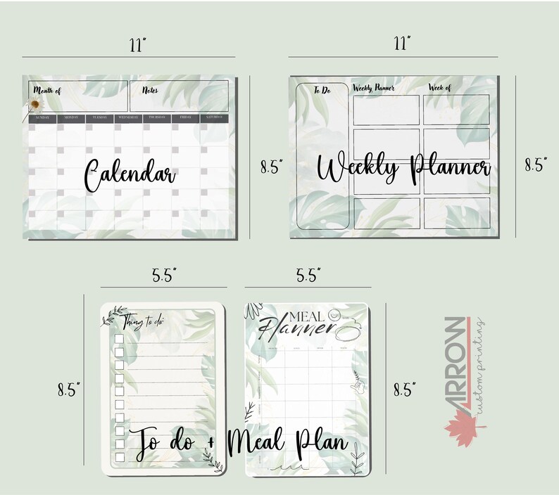 Magnetic Dry Erase Botanical Monthly Calendar Reusable Fridge Planner ...