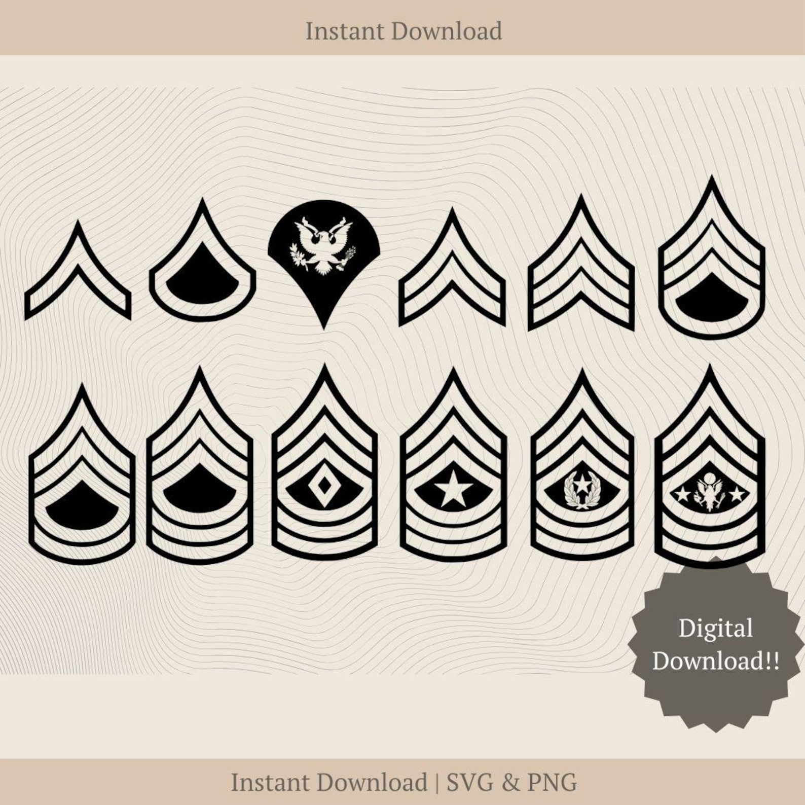 US Army Enlisted Rank SVG Bundle: Veteran Cricut, Laser Cut Files ...