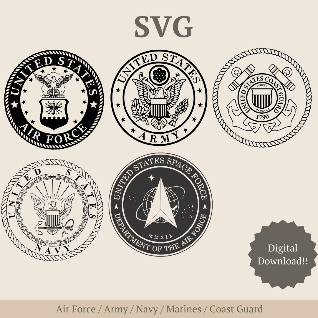 Military Logo SVG Bundle, Space Force Army Svg Navy Coast Guard Svg Air ...
