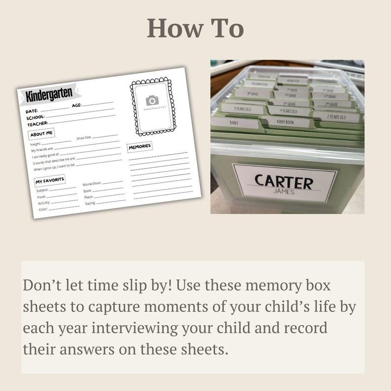 School Memory Book: Kids Interview Questions, Keepsake Tote (PDF ...