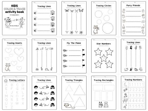 Kids Coloring and Tracing Activity Book Digital Downloads Editable ...