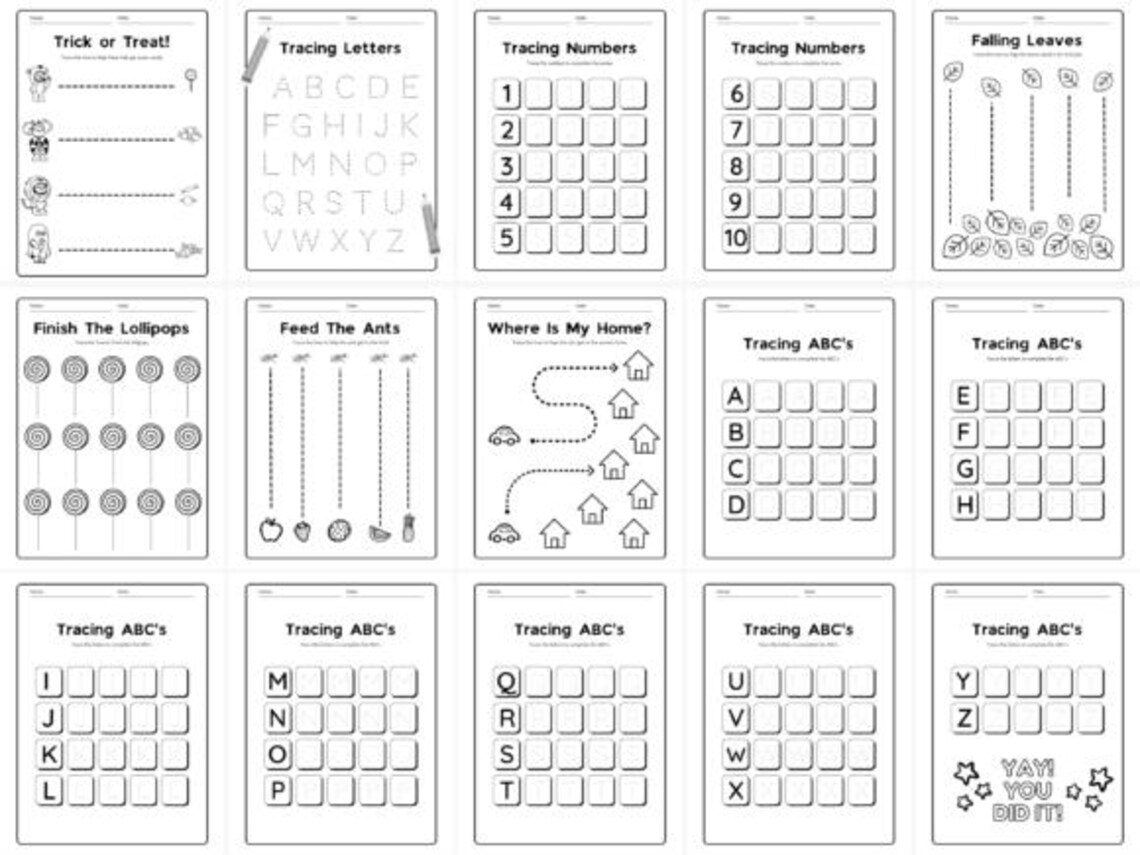 Kids Coloring and Tracing Activity Book Digital Downloads Editable ...